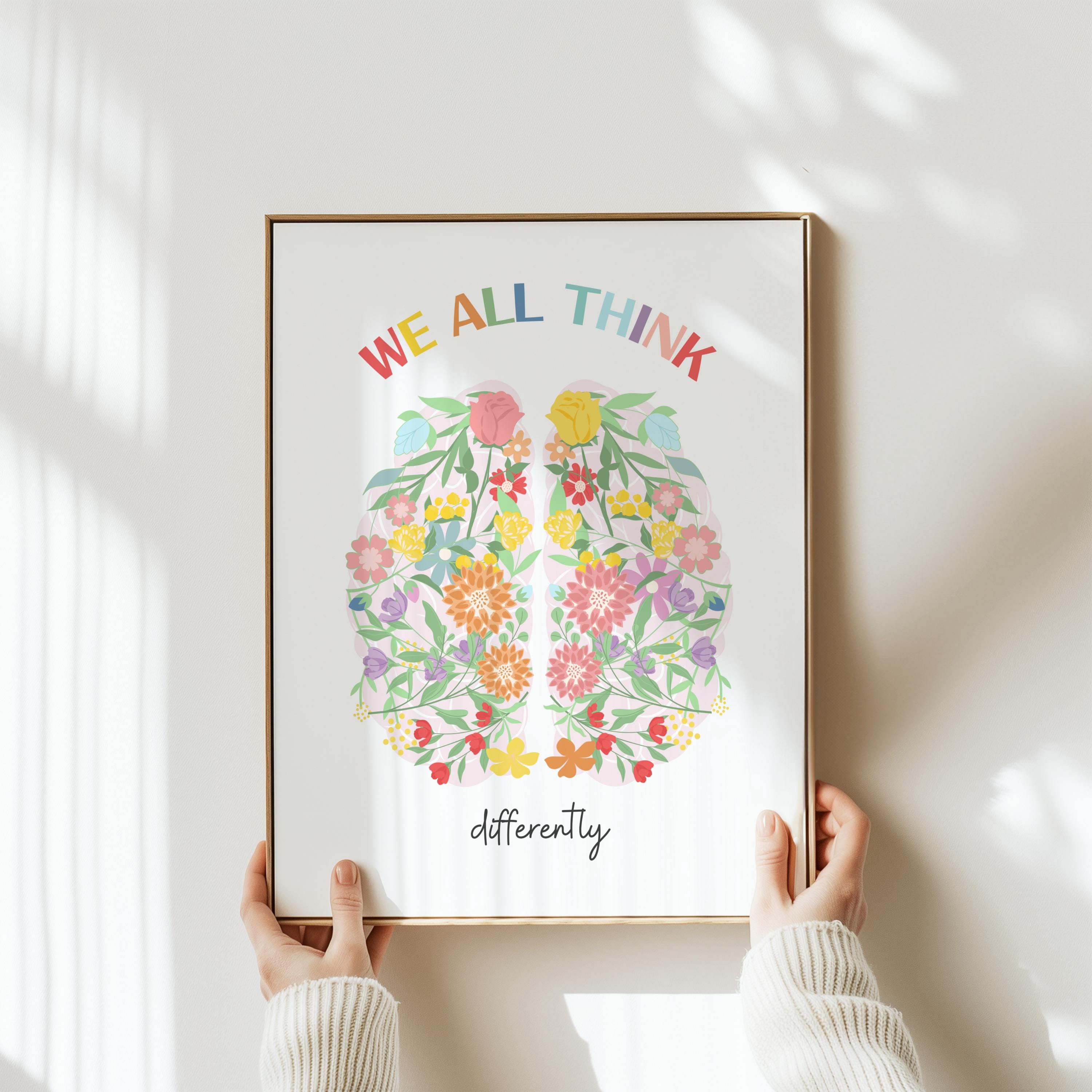 Neurodiversity Poster, We All Think Differently Print, Neuroscience ...