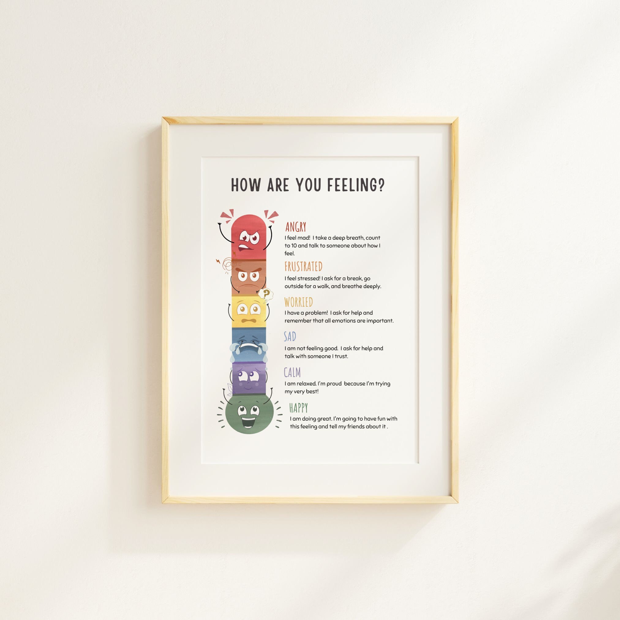 Rainbow Feelings Thermometer, Feelings Poster, Calm Down Corner, Self ...