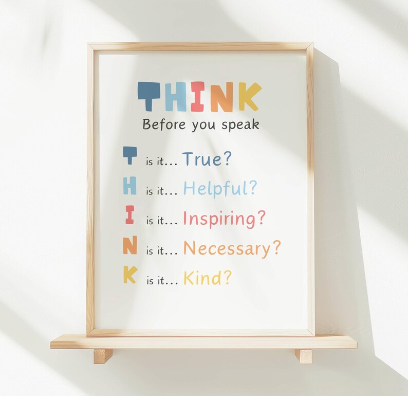 Think Before You Speak Sign, Positive Classroom, School Counselor ...