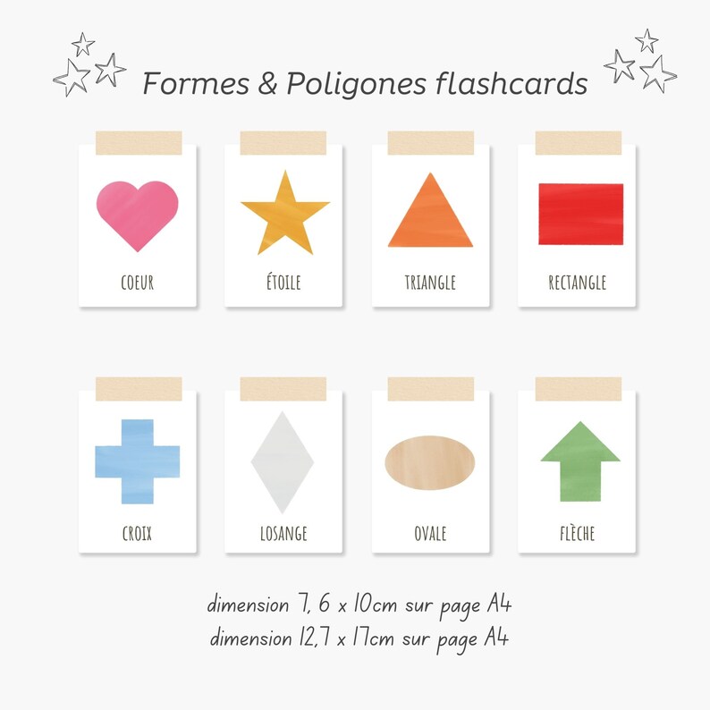 Formes Flashcards Montessori, Couleurs Arc-en-ciel, Cartes Géométriques ...