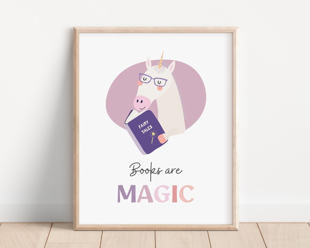 Books Are Magic Poster, Kids Reading Poster, Reading Corner, Calm ...