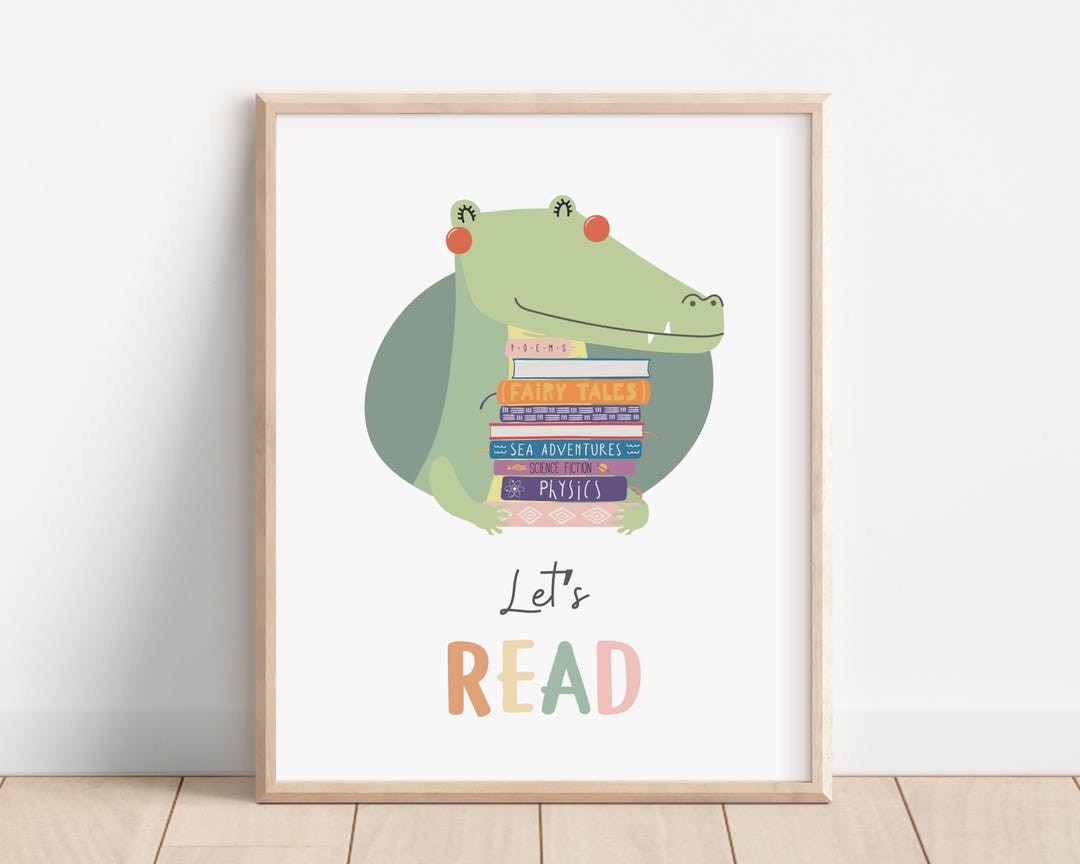 Let's Read Poster, Kids Reading Poster, Reading Corner Poster, Calm ...