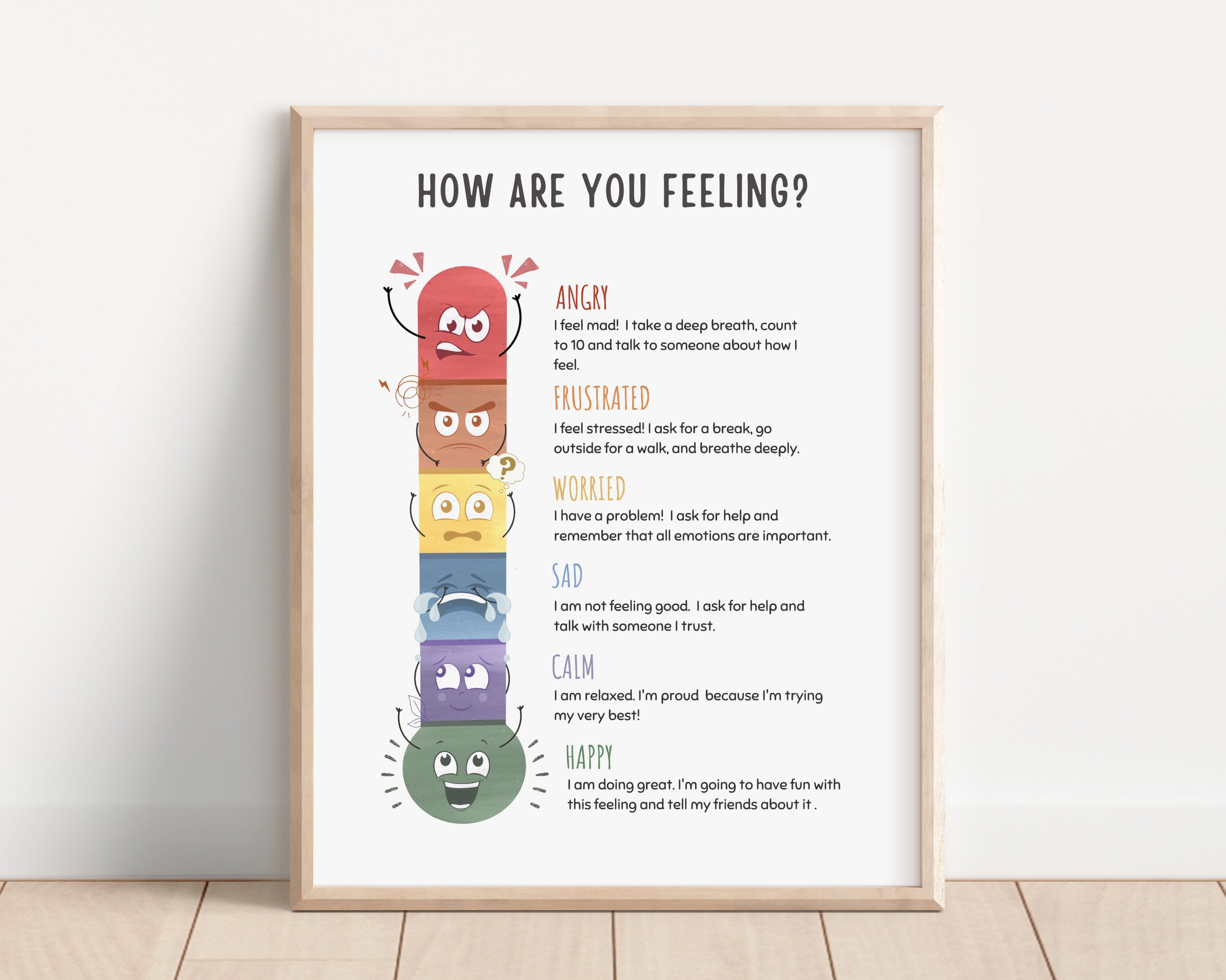Rainbow Feelings Thermometer, Feelings Poster, Calm Down Corner, Self ...