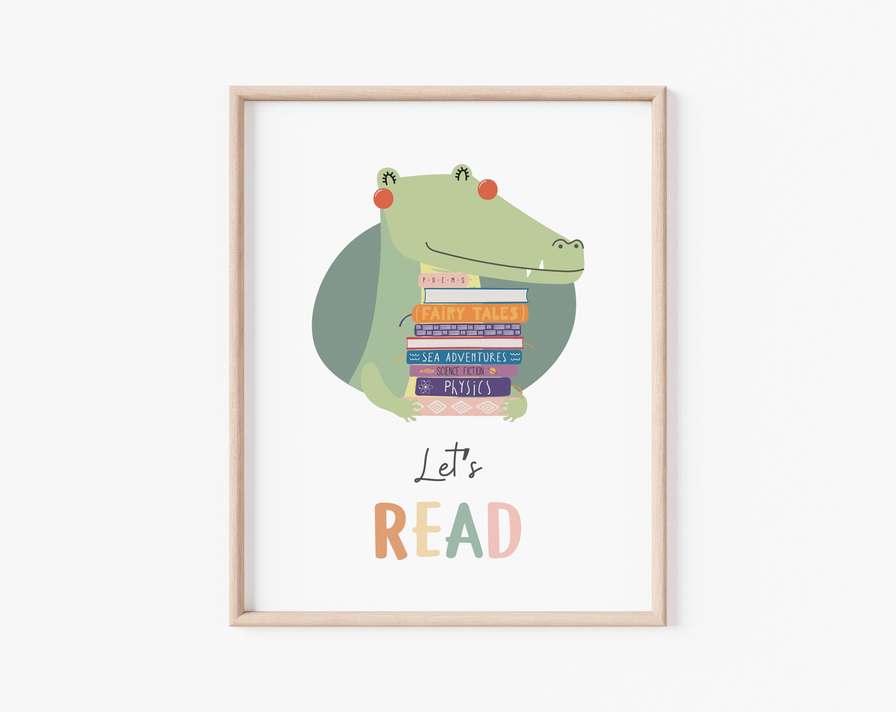 Let's Read Poster, Kids Reading Poster, Reading Corner Poster, Calm ...