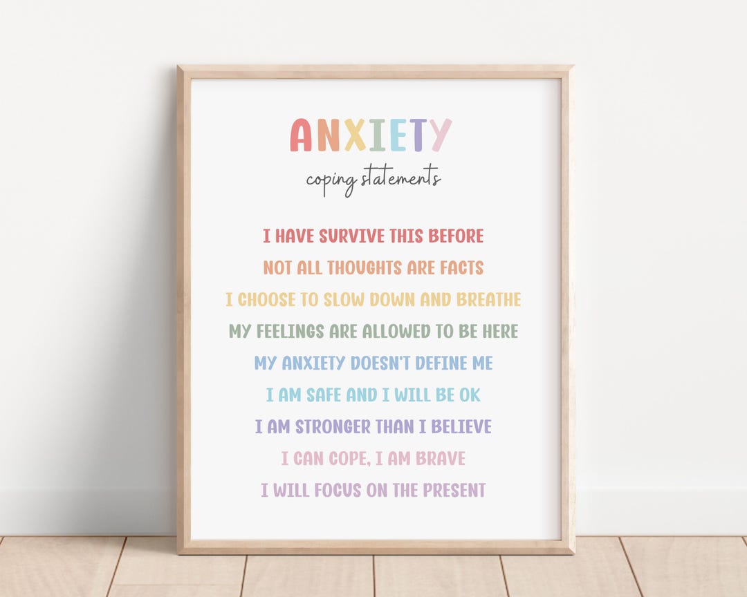 Anxiety Coping Statements Poster, Therapy Office, Anxiety Coping Skills ...
