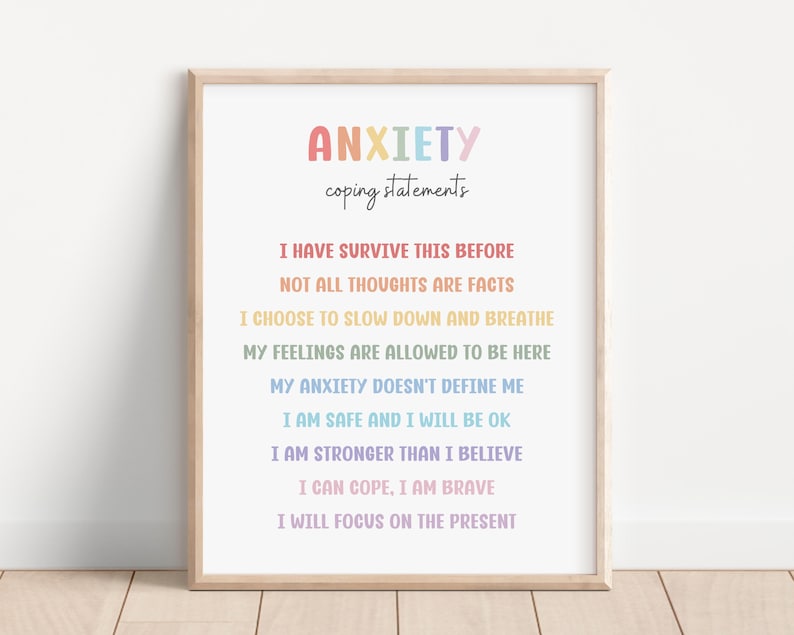 Anxiety Coping Statements Poster, Therapy Office, Anxiety Coping Skills ...