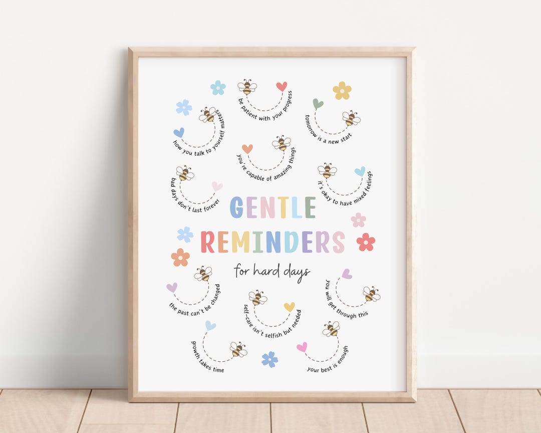 Reminders for Hard Days Poster, Mental Health Print, Growth Mindset ...