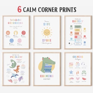 6 Calming Corner Posters, Therapy Office Decor, Mindful Wall Art for ...