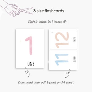 Watercolor Numbers Flash Cards, Preschool Counting Flash Cards, Count ...