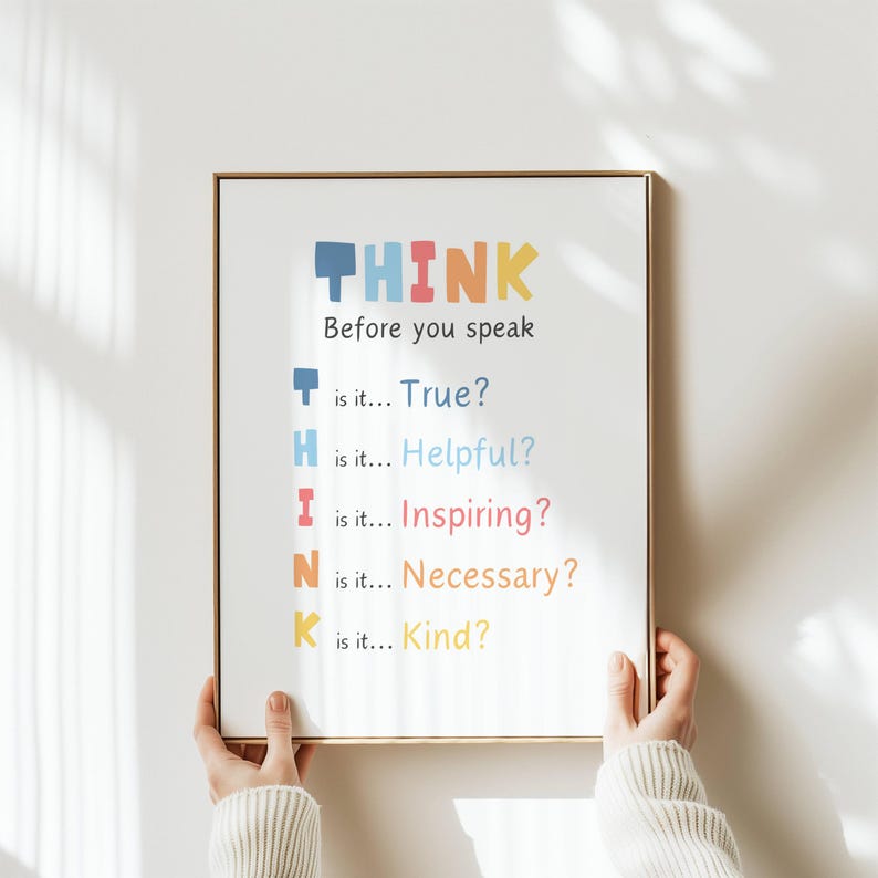 Think Before You Speak Sign, Positive Classroom, School Counselor ...