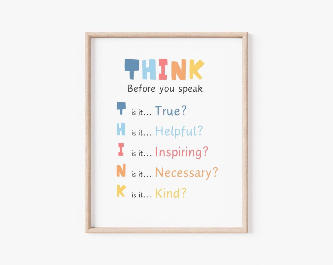 Think Before You Speak Sign, Positive Classroom, School Counselor ...