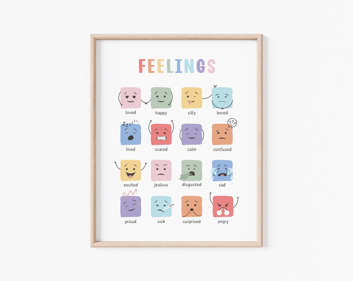 Feelings Chart, Calm Corner, Classroom Decor, Emotions Print, Classroom ...