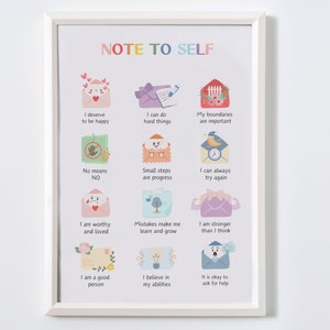 Note to Self Poster, Emotional Learning, Art, School Counselor Poster ...