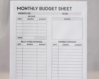 Printable Monthly Budget, Monthly Income & Expense Recorder, Monthly ...