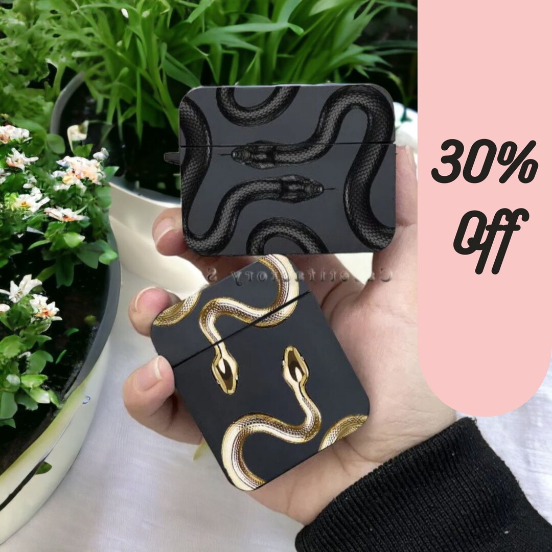 Luxury Gold Black Snake Case for Apple Airpods 1/2/ Case, Protective ...