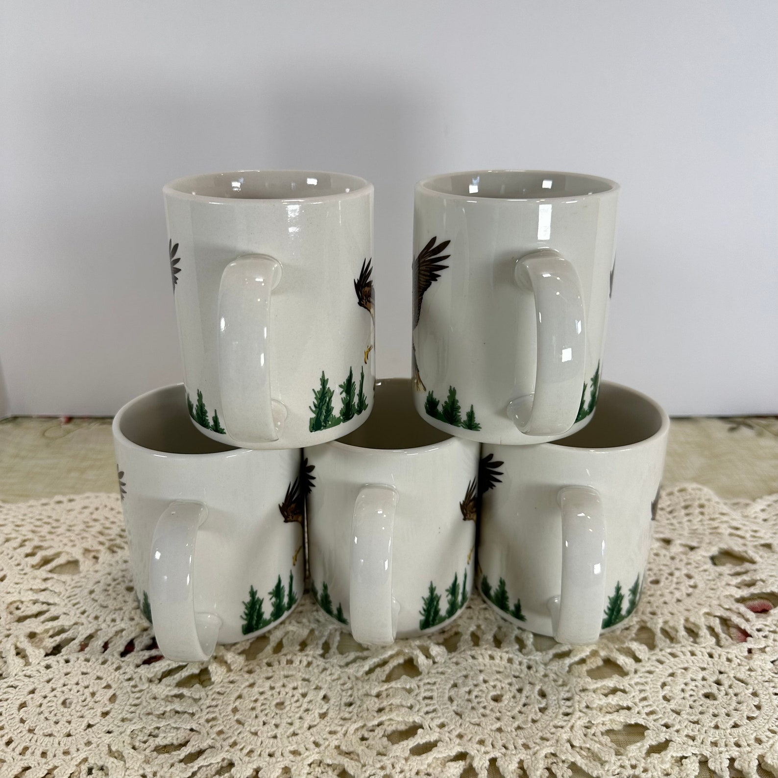 Set of 5 Stoneware Bald Eagle Coffee/tea Mugs by Tienshan 11oz - Etsy