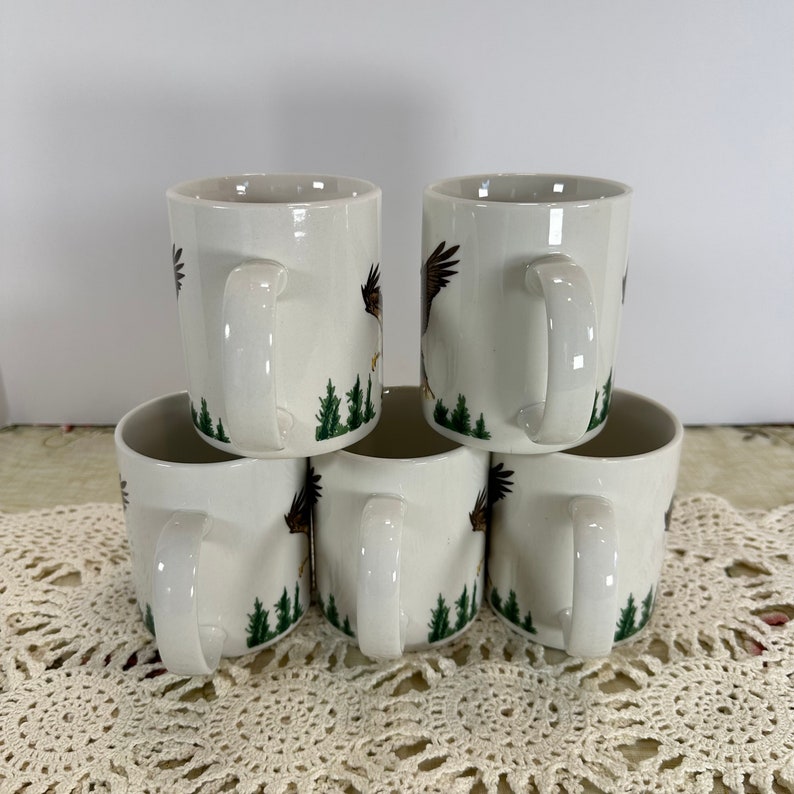 Set of 5 Stoneware Bald Eagle Coffee/tea Mugs by Tienshan 11oz - Etsy
