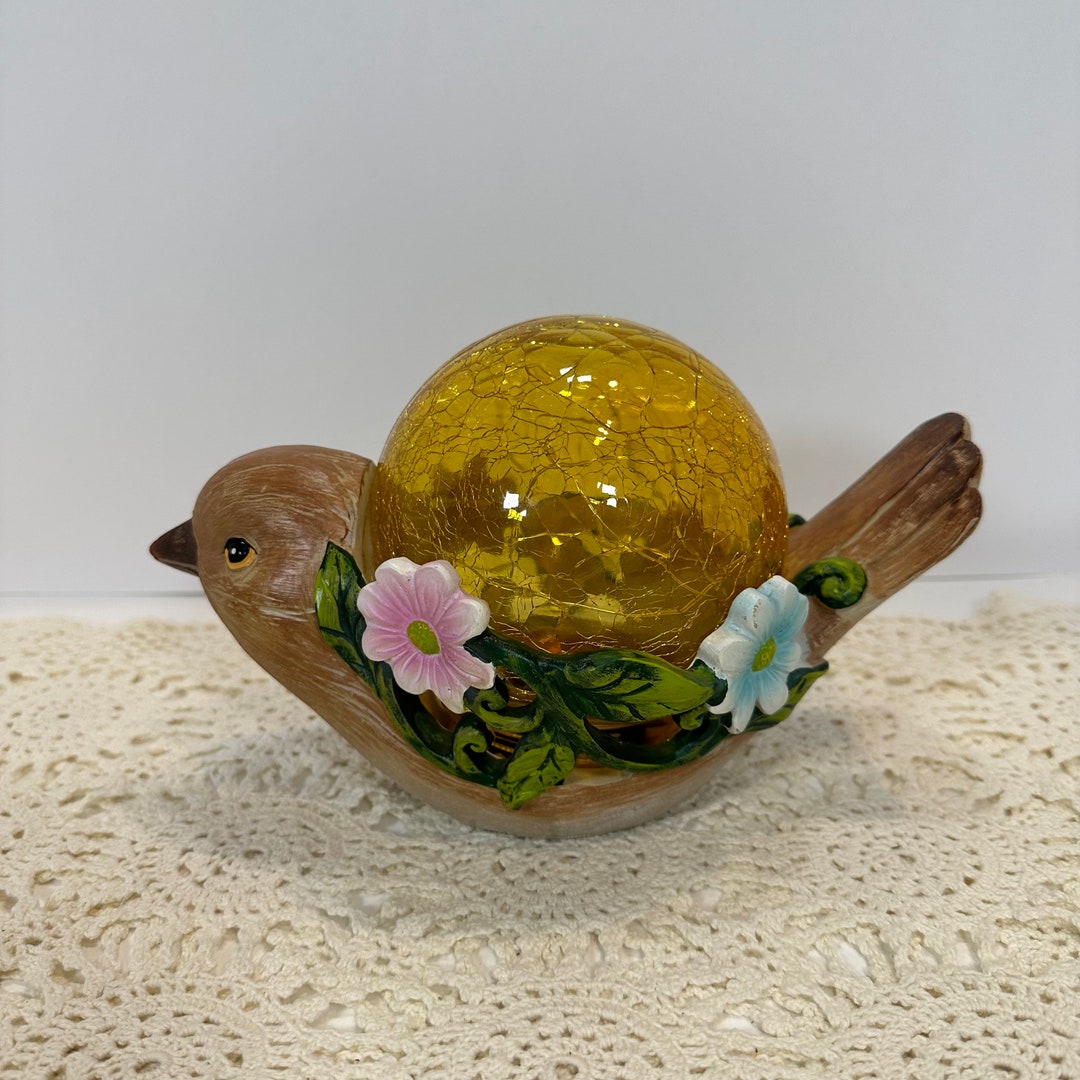 Resin/glass Garden Bird With Globe Solar/led Fairy Lights for Outdoor ...