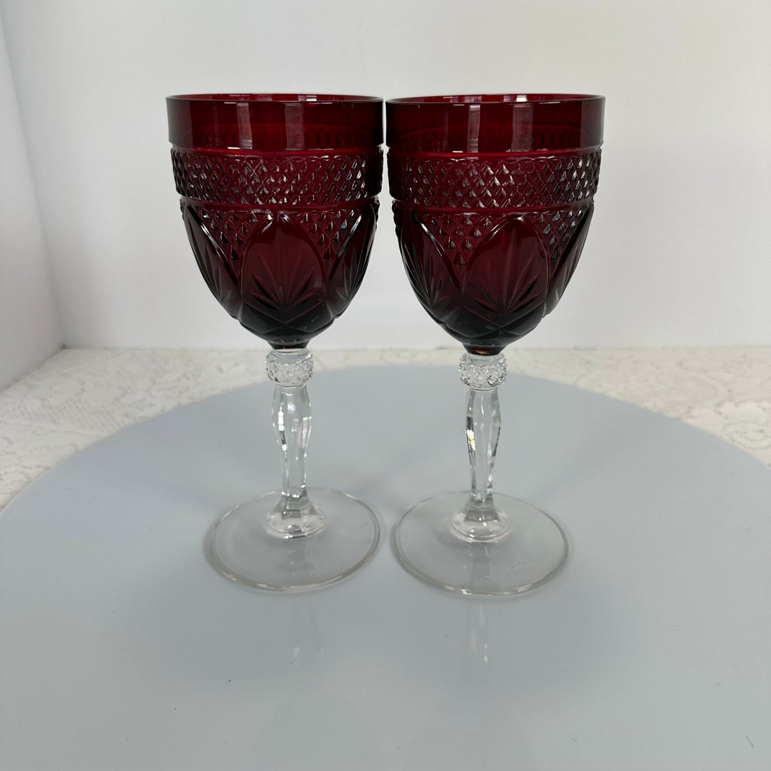 Vintage Set of TWO, Stemmed Wine Glasses, Goblets, by Cristal D'arques ...