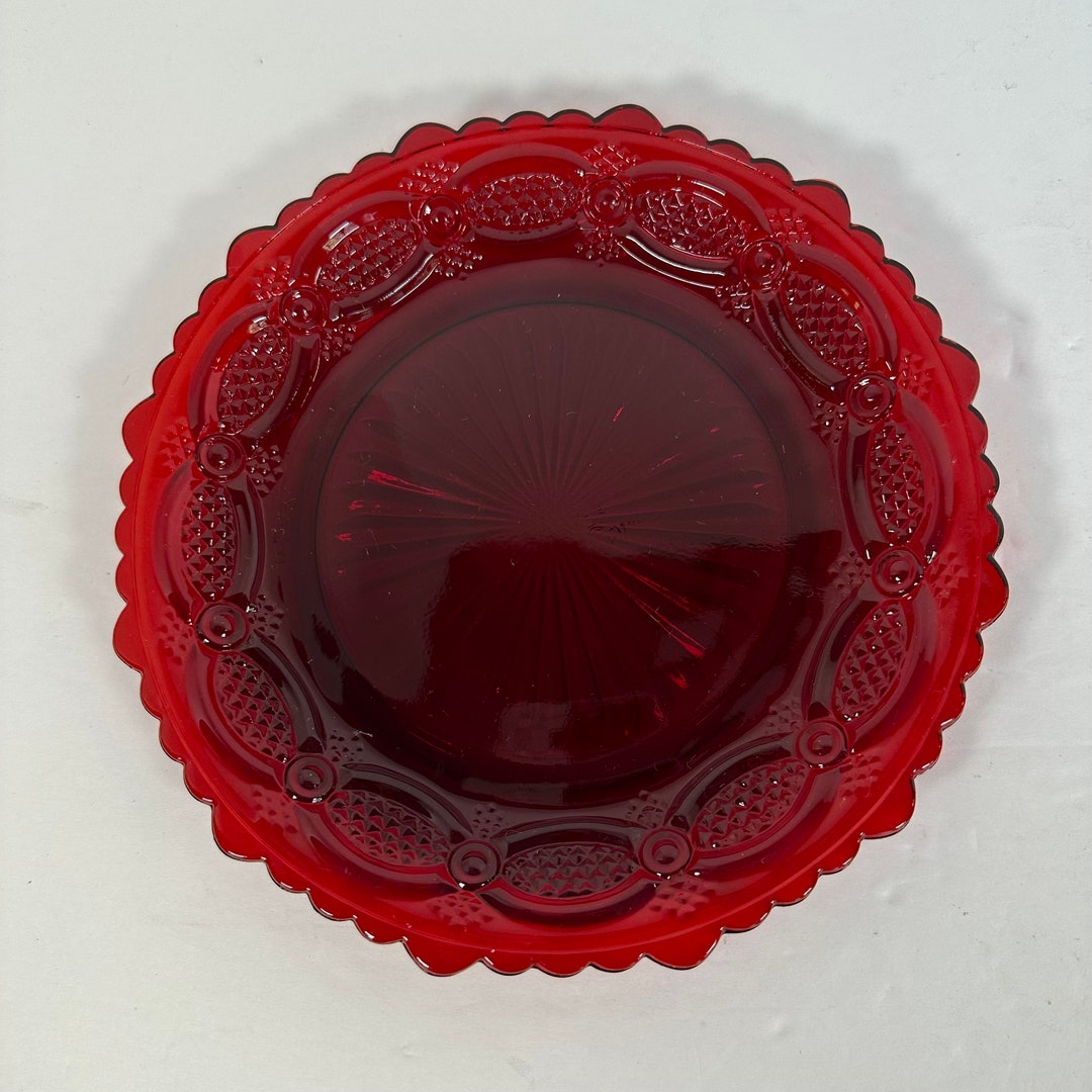 Ruby Red CAPE COD Dessert / Salad Plates "1876" Sandwich Glass by ...