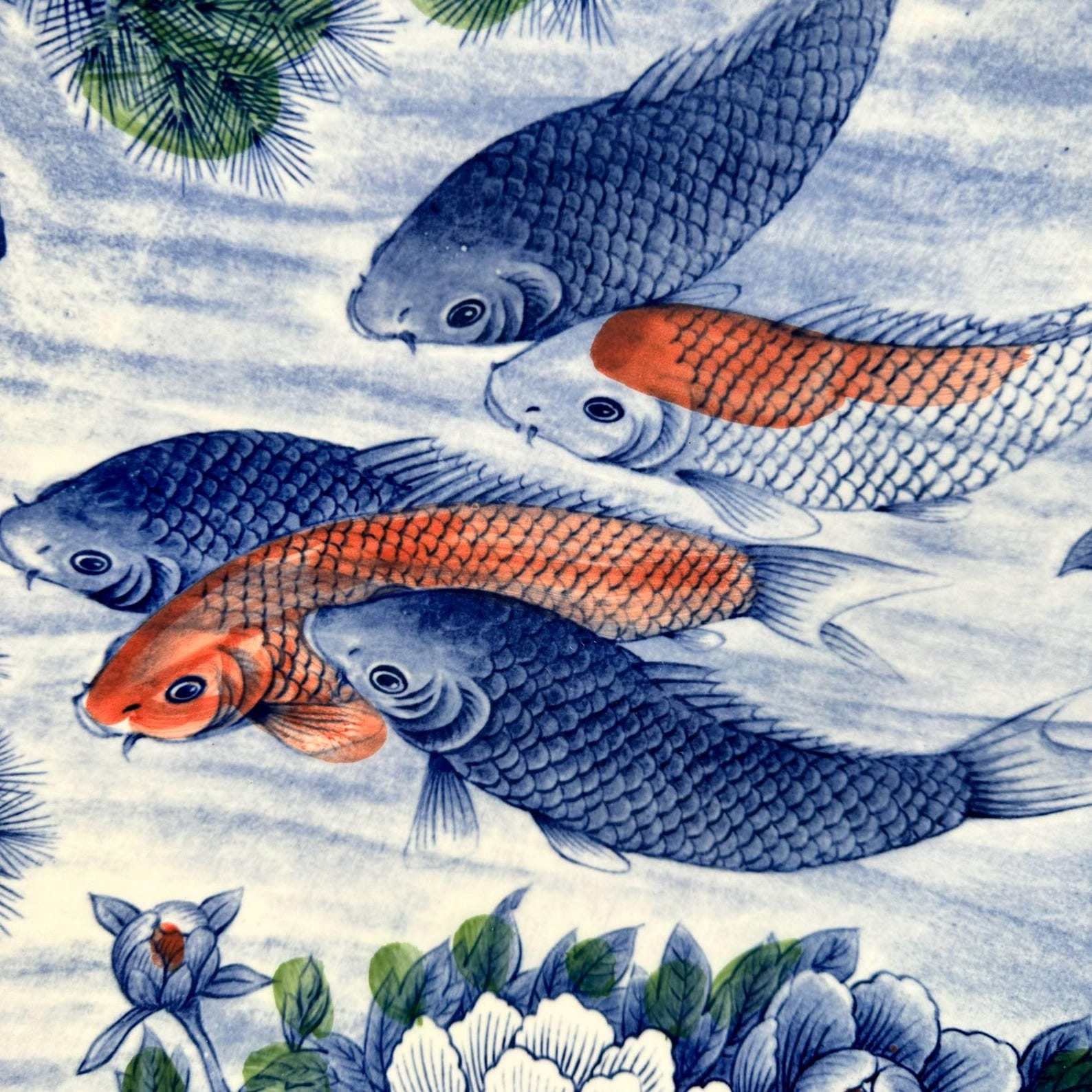 Vintage Japanese Koi Fish Platter/carp/lotus Flowers With Koi Fish ...
