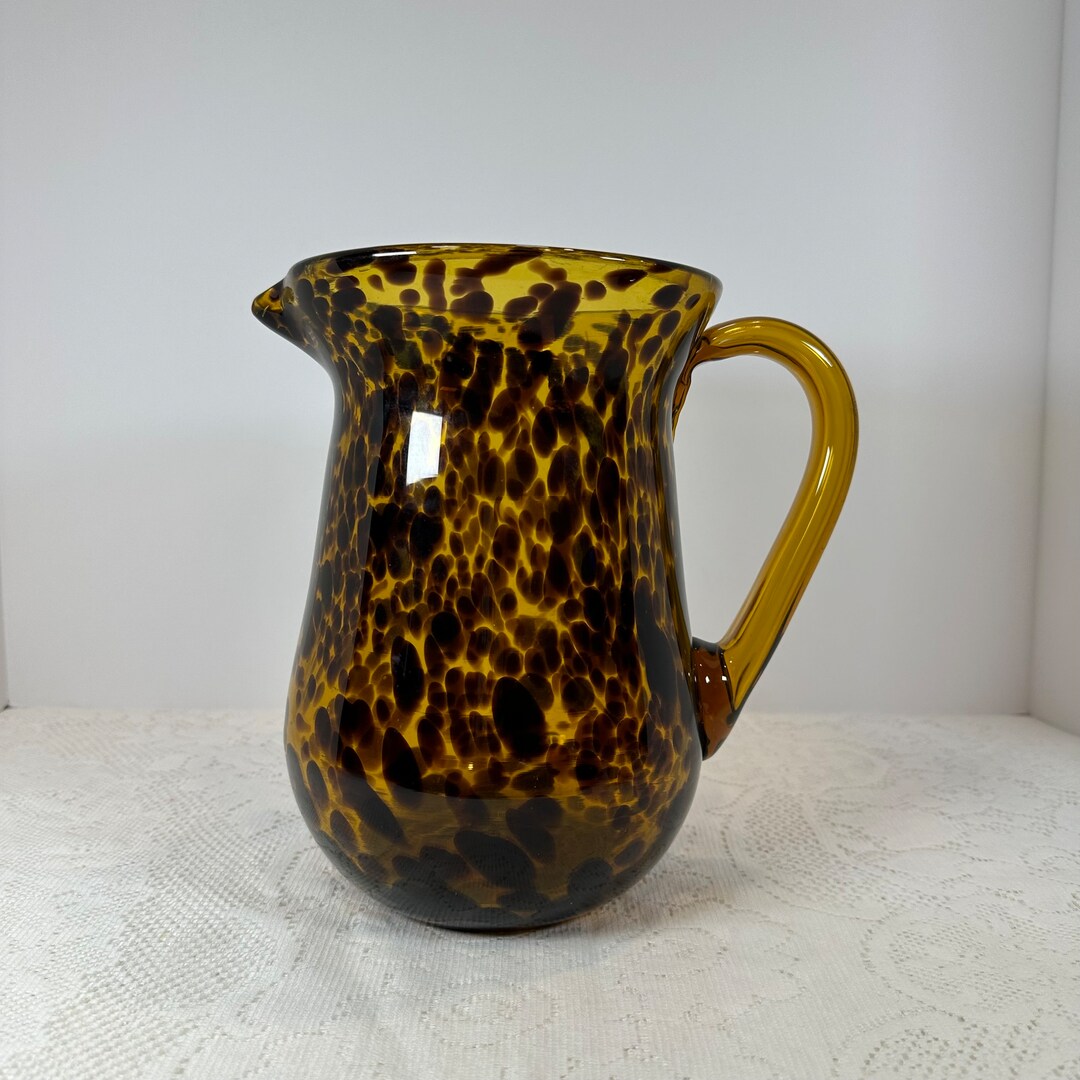 Vintage, Blown Glass Tortoise Pitcher Smooth Pontil Wide Mouth Glass ...