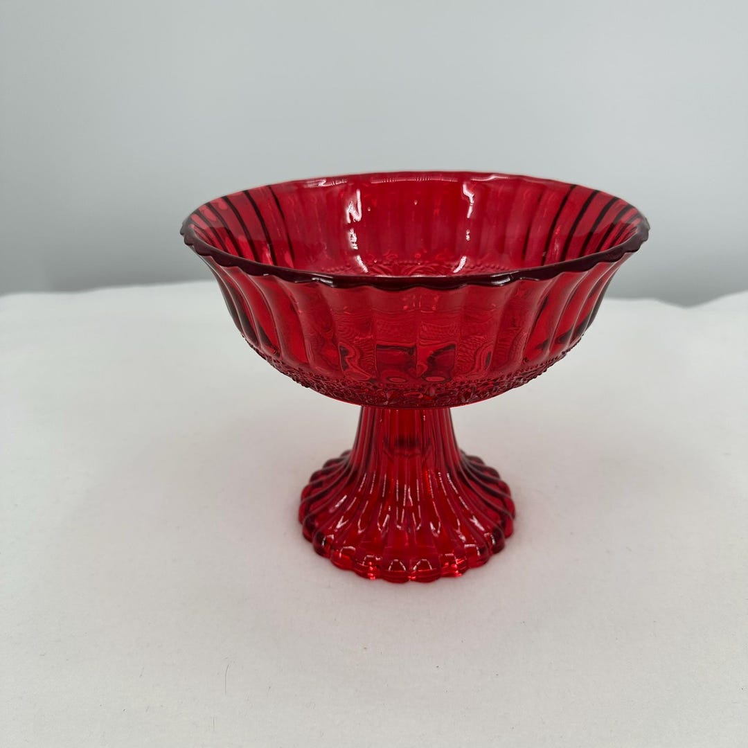 Vintage, Cranberry Red Compote Dish, Fruit or Compote Pedestal or Small ...