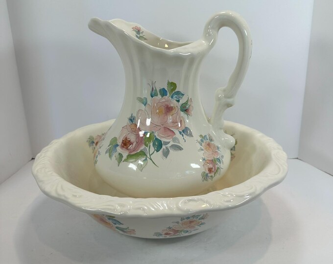 Vintage Large V. B. Athena Classic Rose Pattern on White Porcelain ...