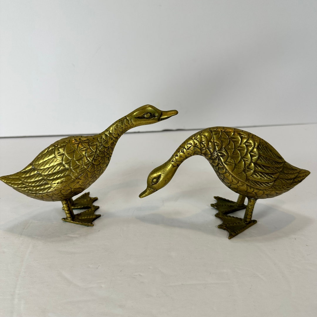 Vintage, Set of Two Solid Brass Bird/brass Duck Figurine Brass Goose ...