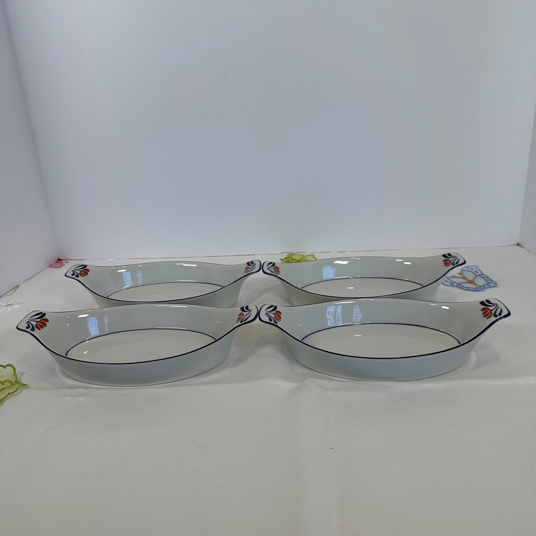 Vintage Set of 4 Porcelain Au Gratin, Oven to Table Cookware, Japan ...