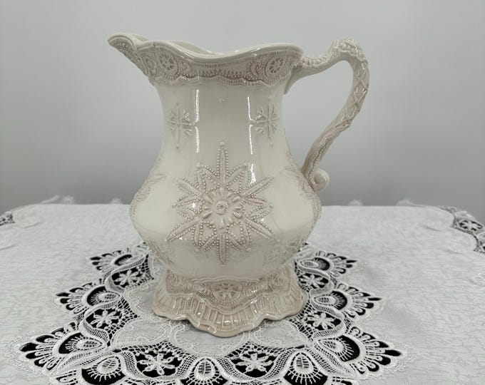 Vintage, Seasonal Elegance White Porcelain Large Pitcher by Cracker ...