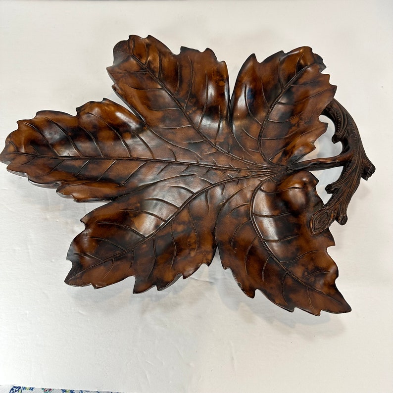 Vintage, Large Leaf Serving/display Tray, Leaf Resin, Burlwood ...