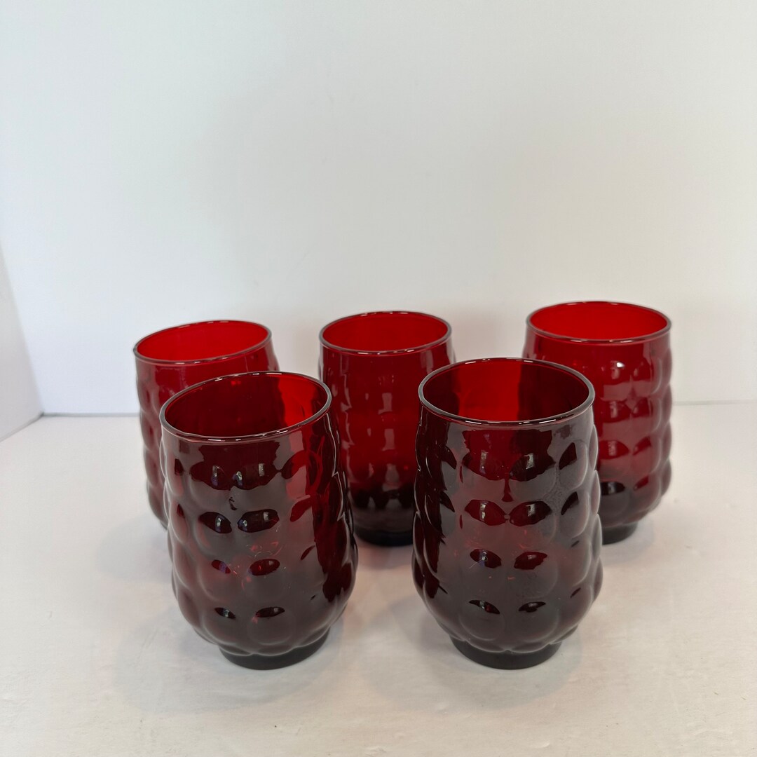 Vintage Anchor Hocking Early Royal Ruby Red, Set of Five, Ruby Red ...