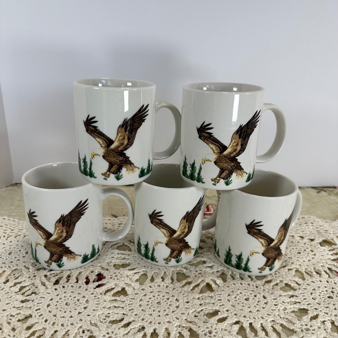 Set of 5 Stoneware Bald Eagle Coffee/tea Mugs by Tienshan 11oz - Etsy