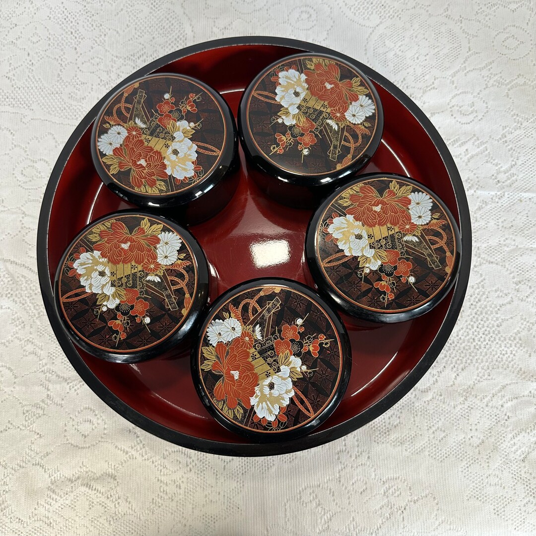 Vintage, Chirashi Sushi Oke Barrel Lacquerware Plate With Lid Showa ...