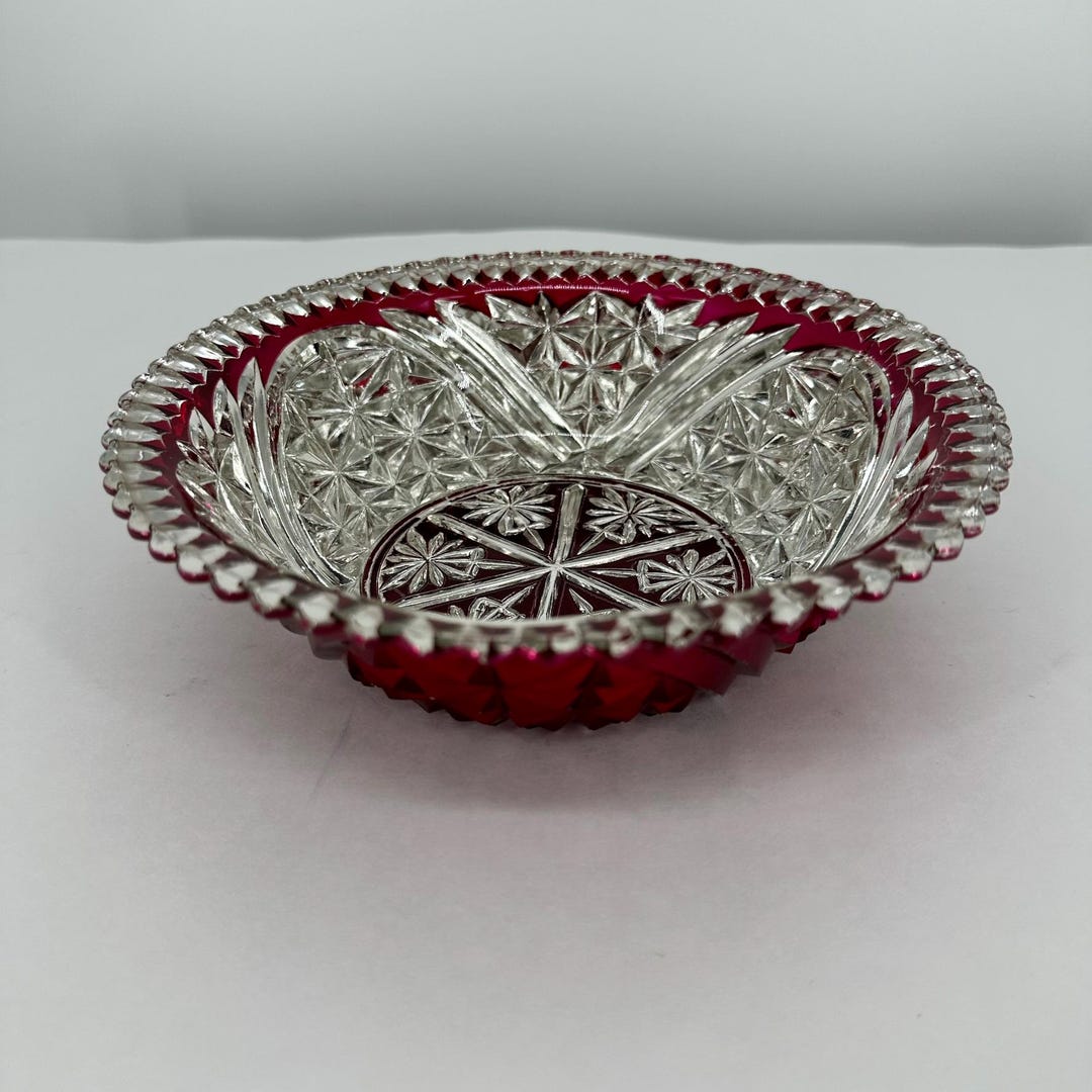 Vintage, 1920s-30s Reflective Silver Red Goofus Glass Bowl, Fruit Bowl ...