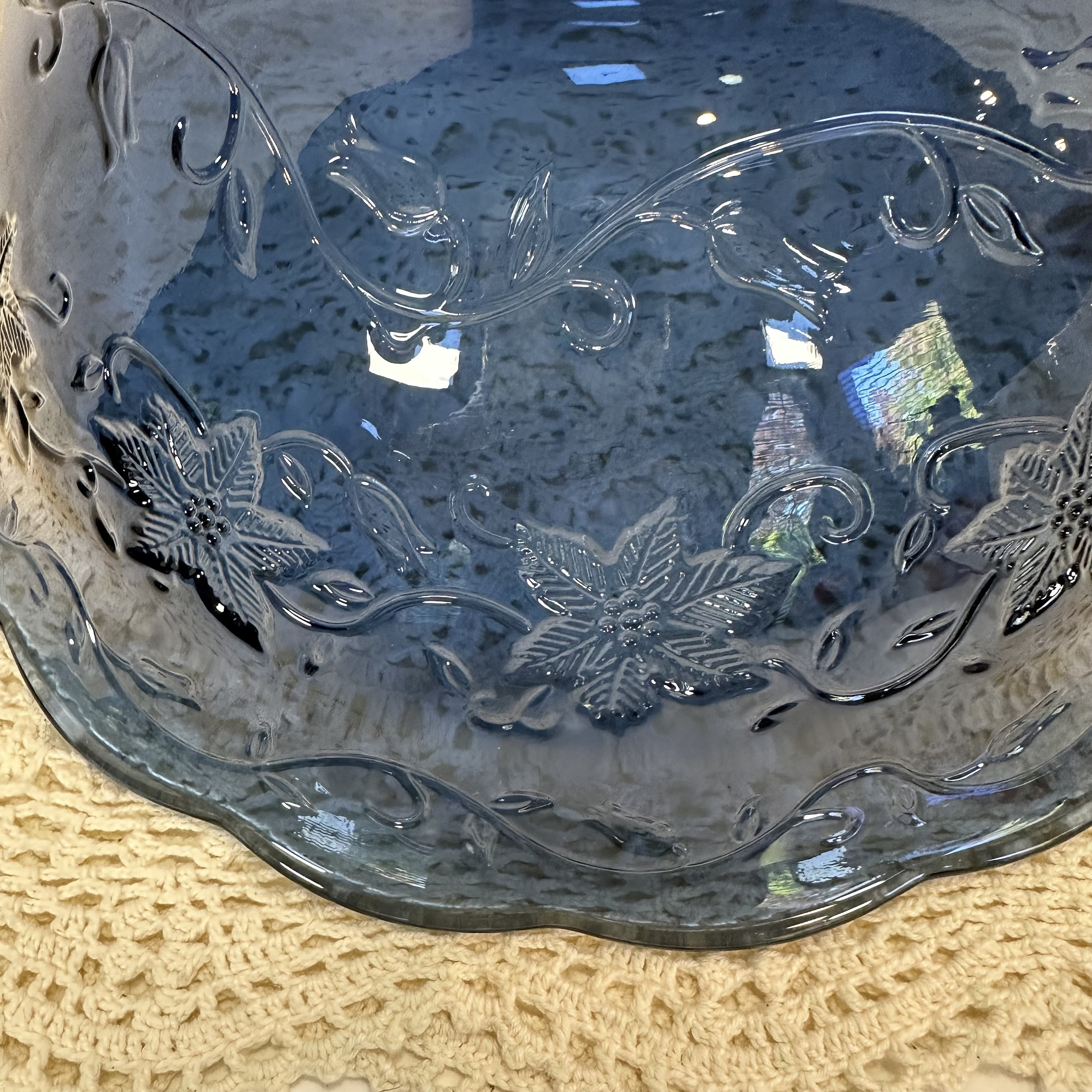 Vintage Princess House Serving Bowl Glass Large Fantasia Sapphire Blue ...