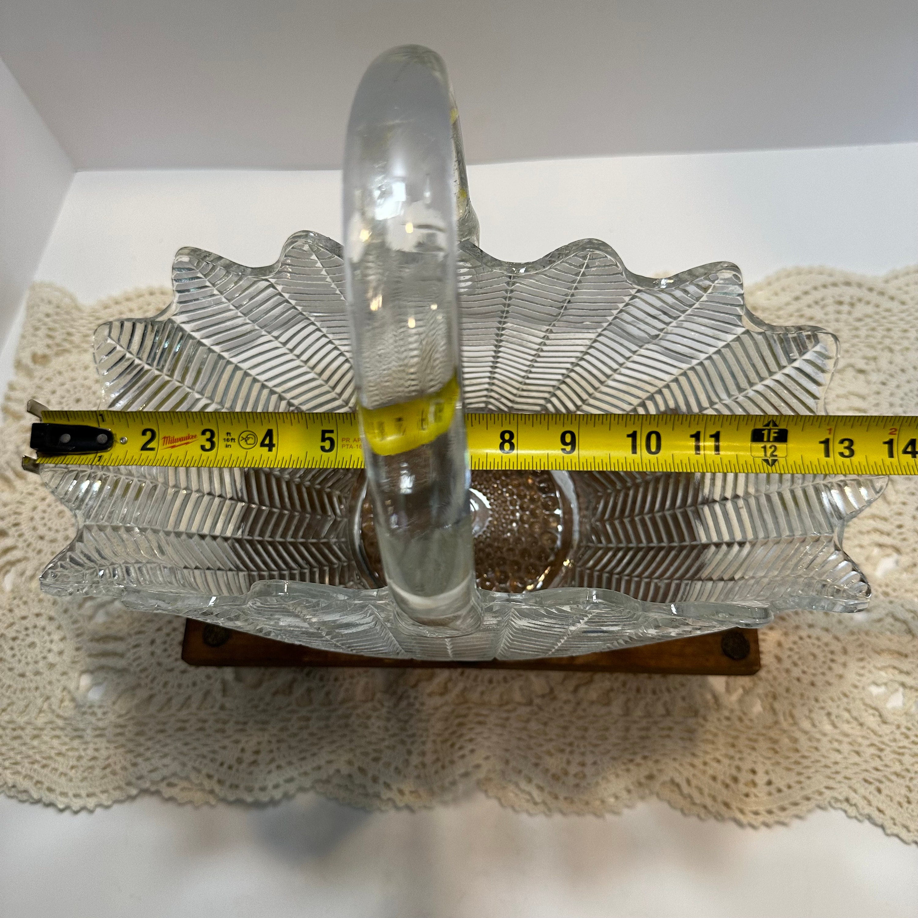 Vintage LE Smith Fern Crystal Glass Decorative Dish Bowl/basket With ...