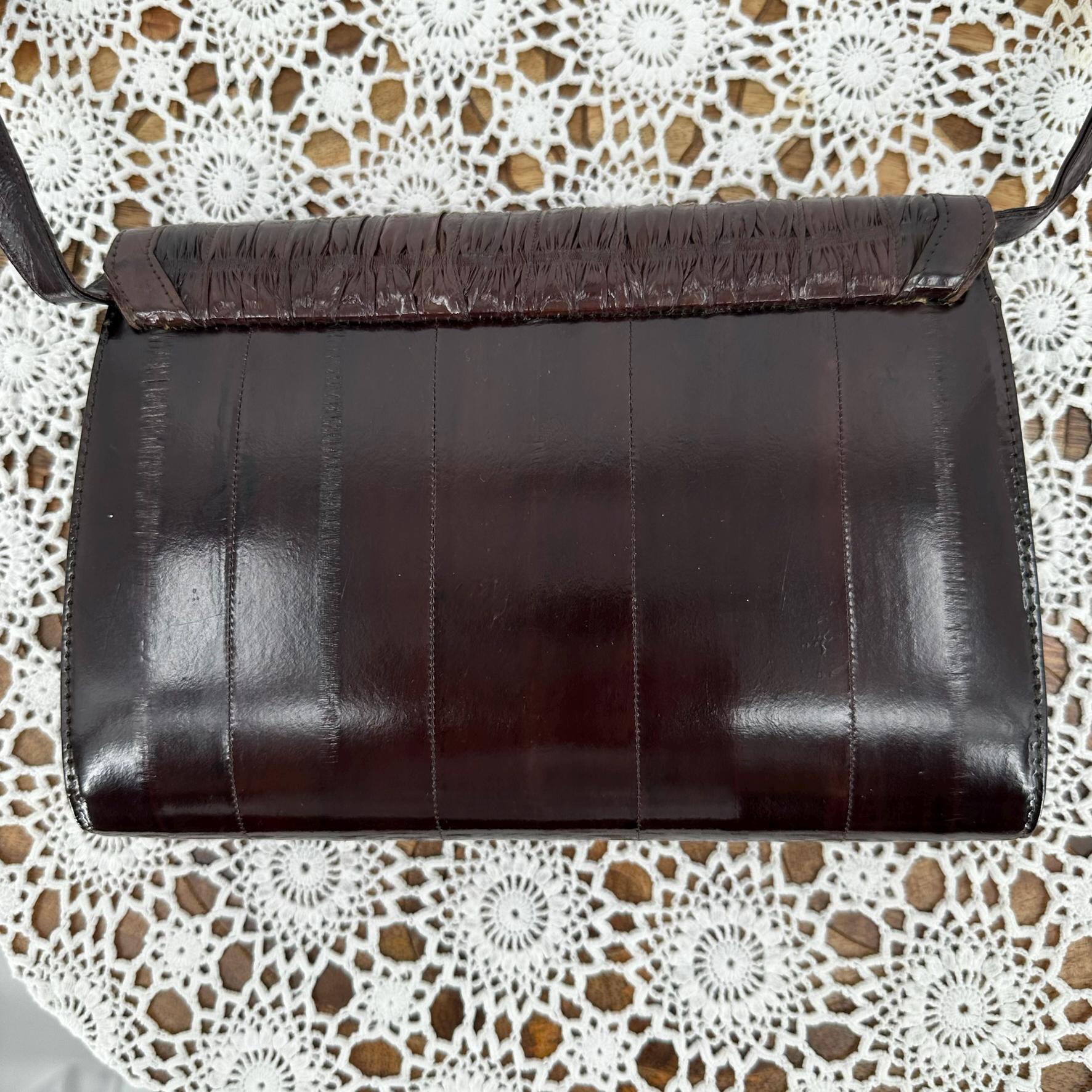 Vintage, 80s, Korean Eel Skin Clutch Bag, Handbag Burgundy Red Brown ...