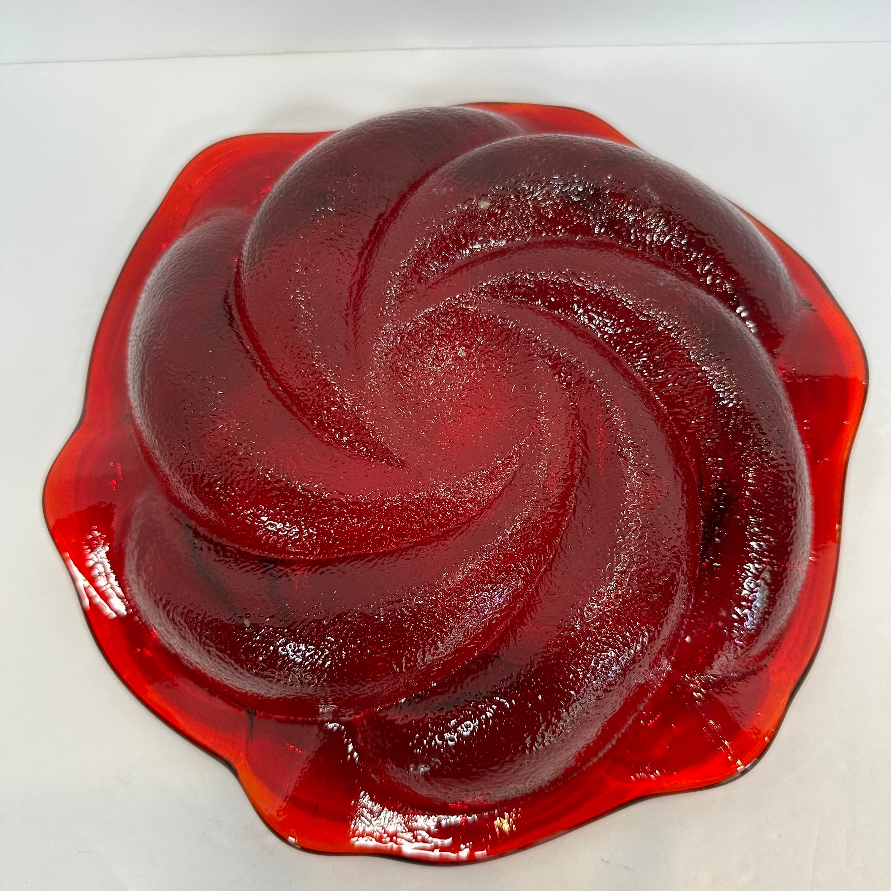 Vintage Fenton Red Ruby Glass Swirl, Trinket Dish or Ashtray 8.5" in ...