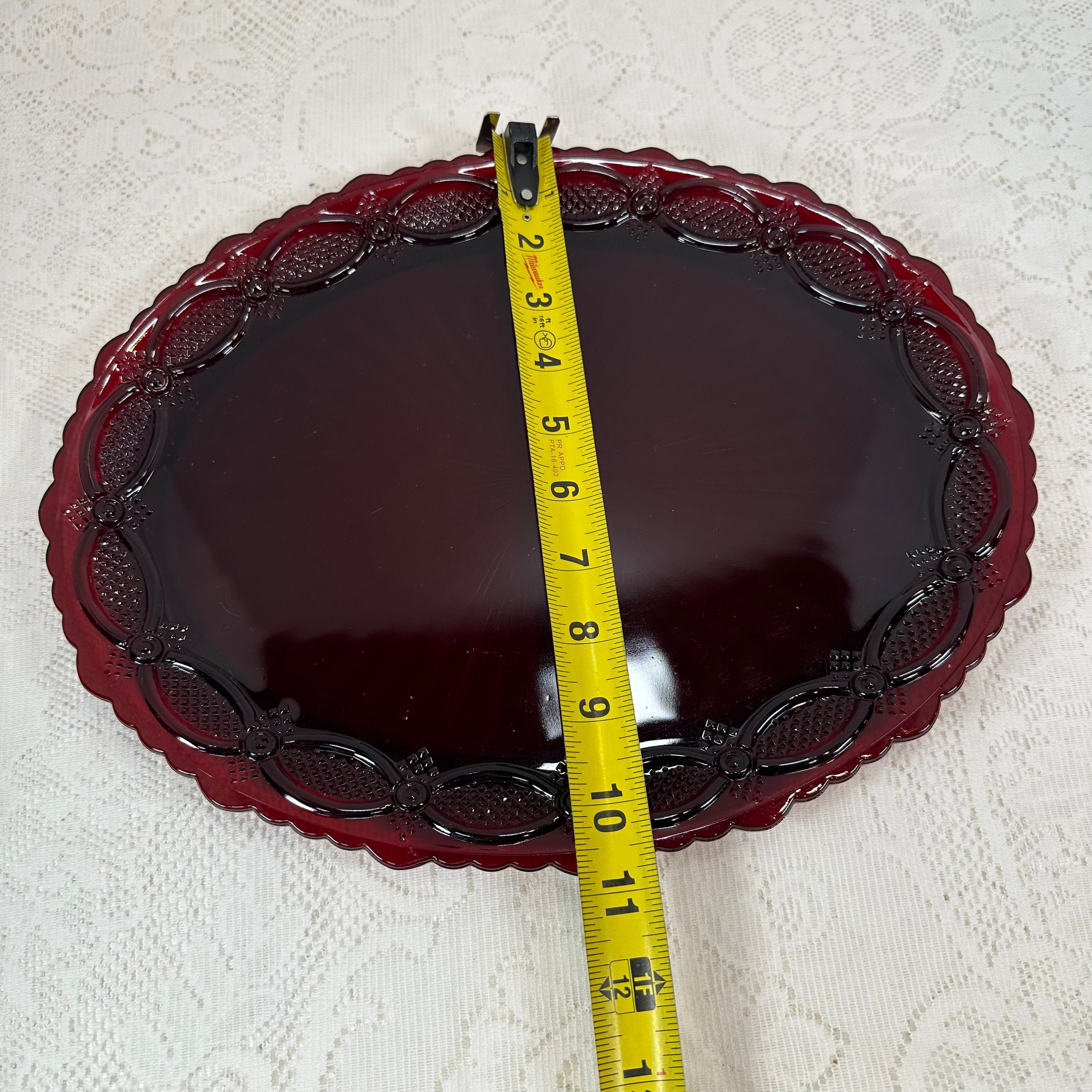 Vintage, AVON Ruby Red CAPE COD Large Serving Platter 1876 Sandwich ...