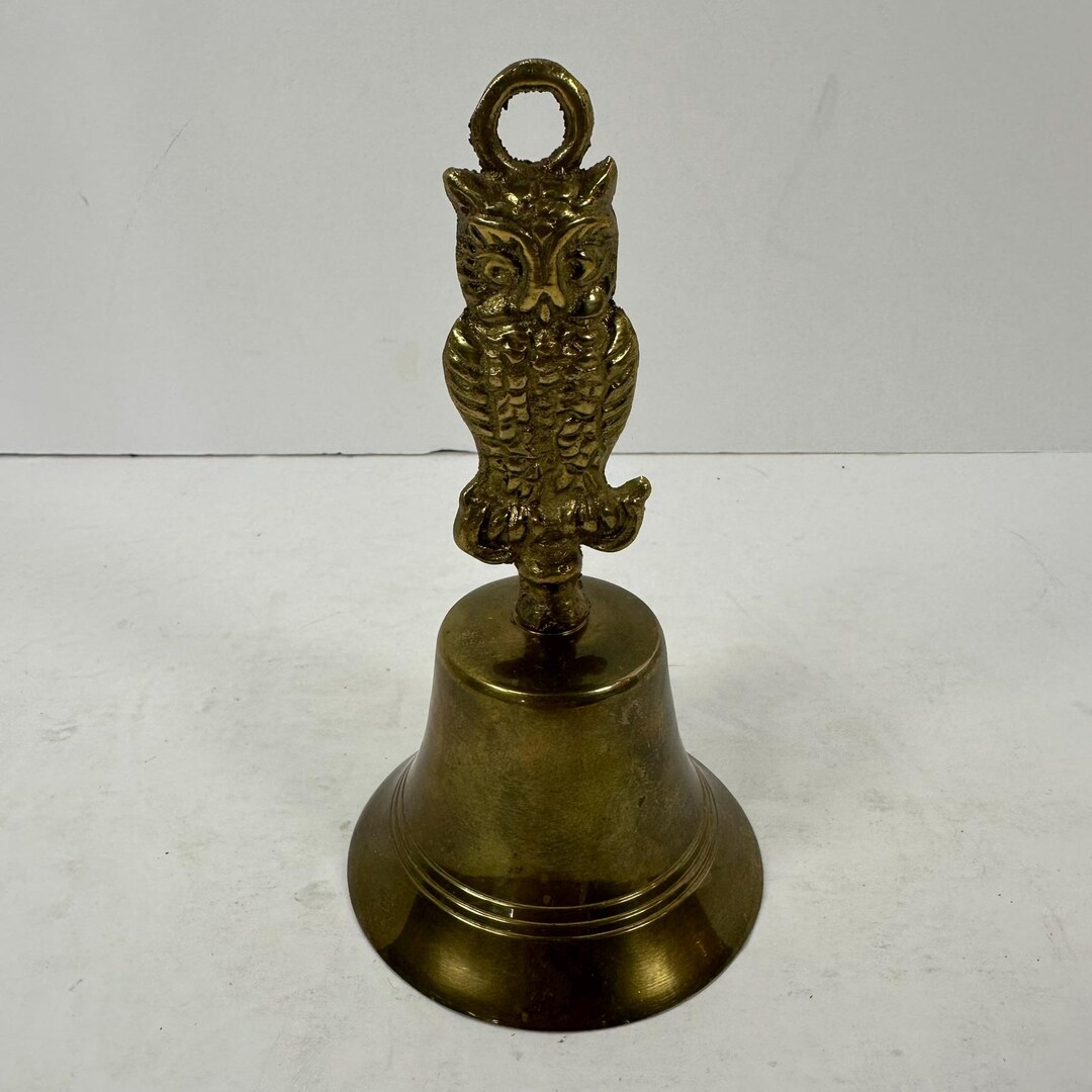 Vintage India Solid Brass Bell Hand Bell, With Standing Owl Brass ...