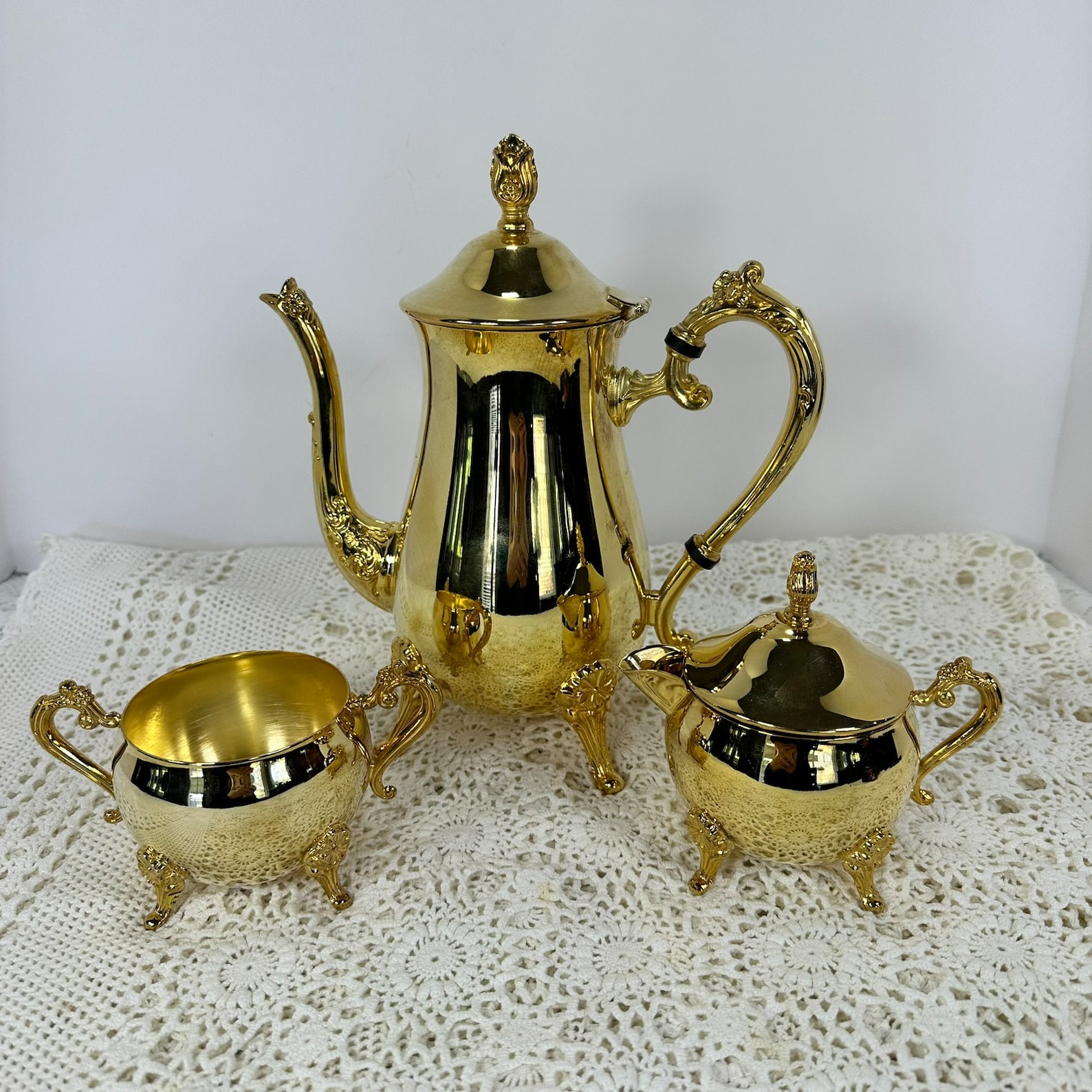 Vintage Gold Plated, Tea Set, Hong Kong Co., 3-piece, Tea & Coffee Set ...