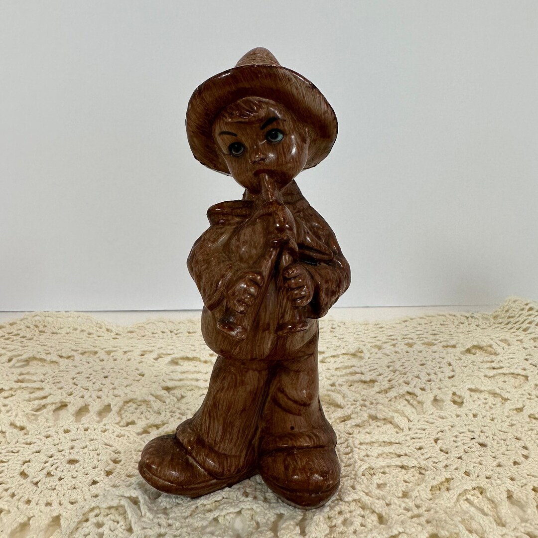 Reto Faux Wood Boy Figurine-hong Kong-1950s-plastique Vintage-mid ...