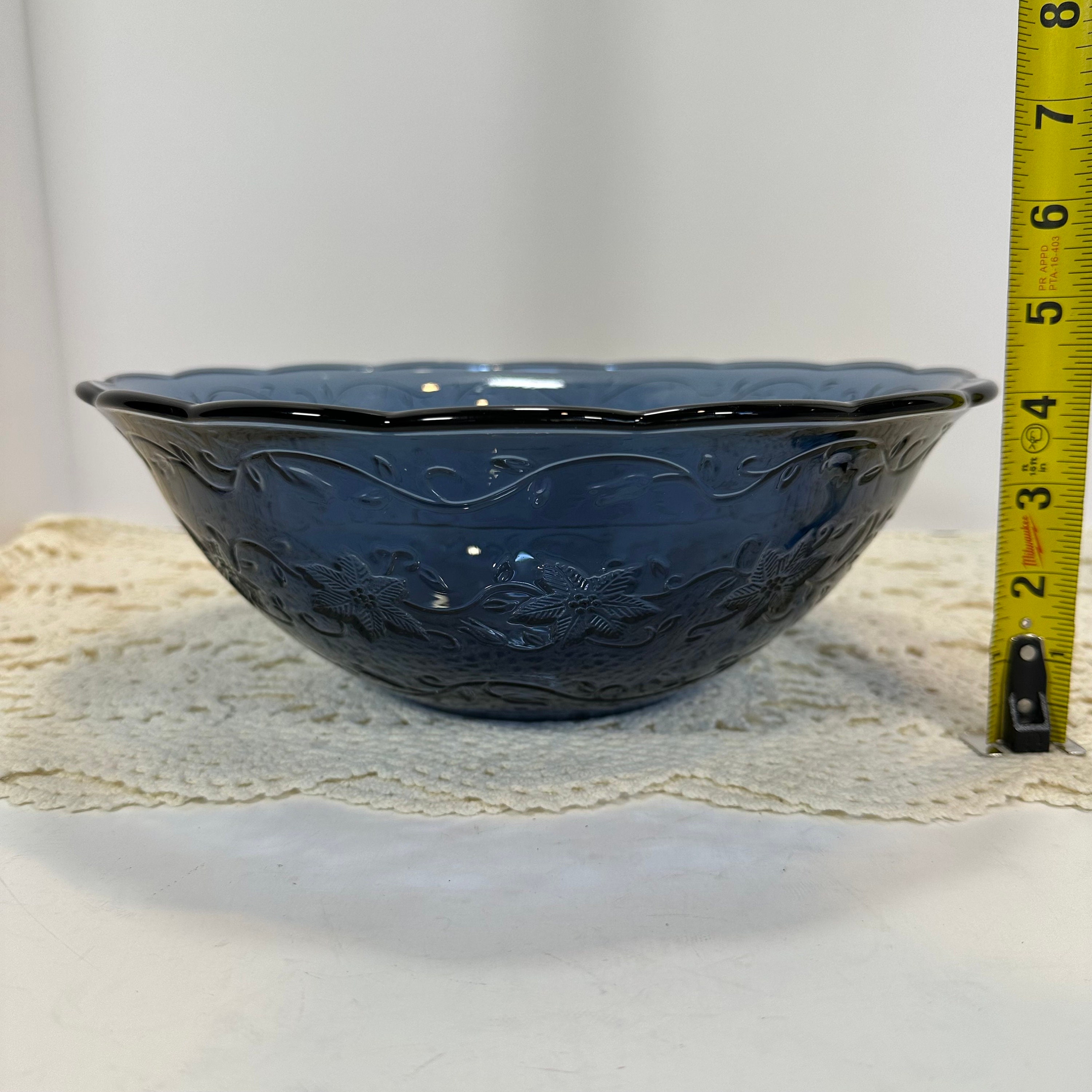 Vintage Princess House Serving Bowl Glass Large Fantasia Sapphire Blue ...