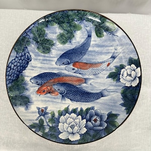 Vintage Japanese Koi Fish Platter/carp/lotus Flowers With Koi Fish ...