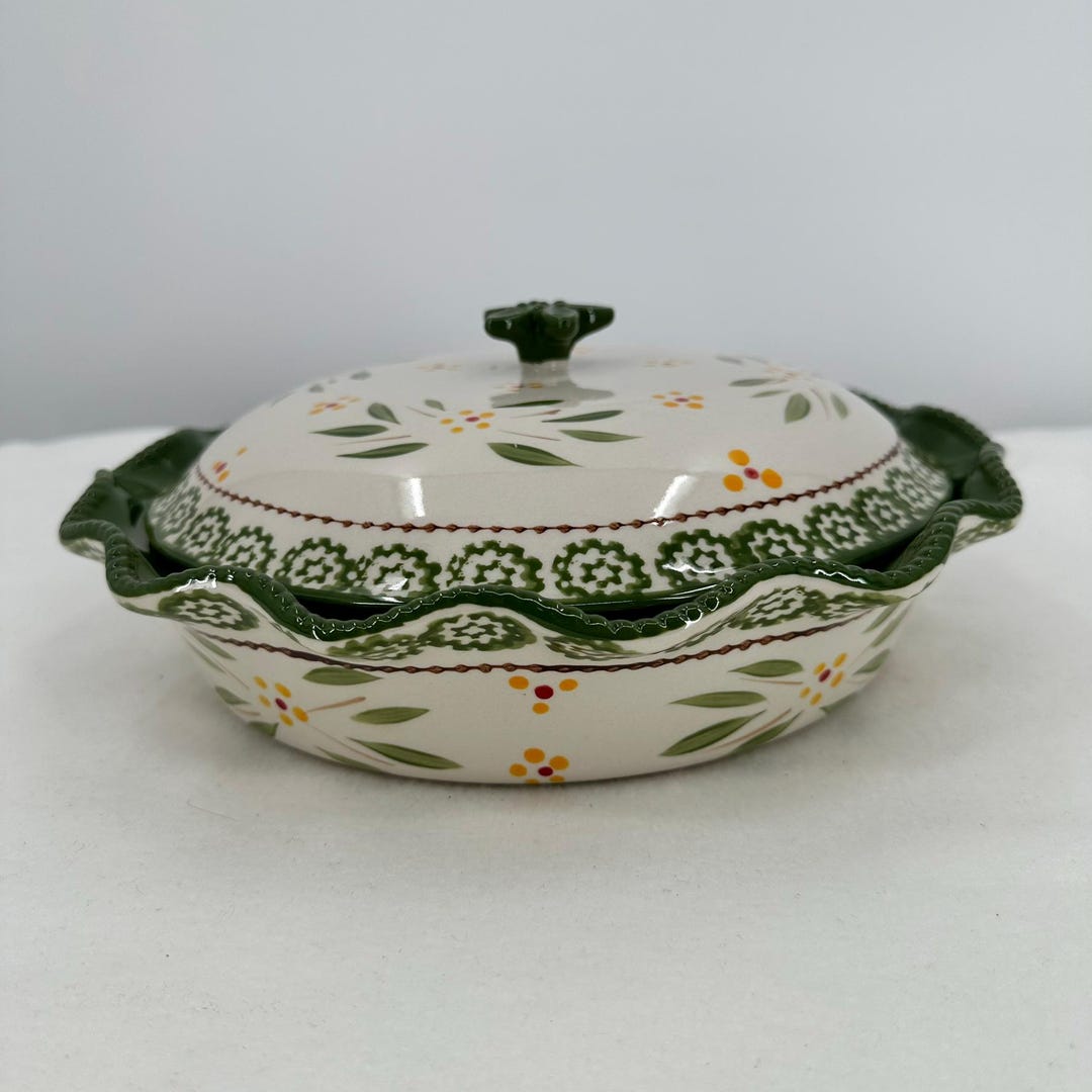 Vintage, Temptations Ovenware by Tara Old World Green Covered Cooking ...