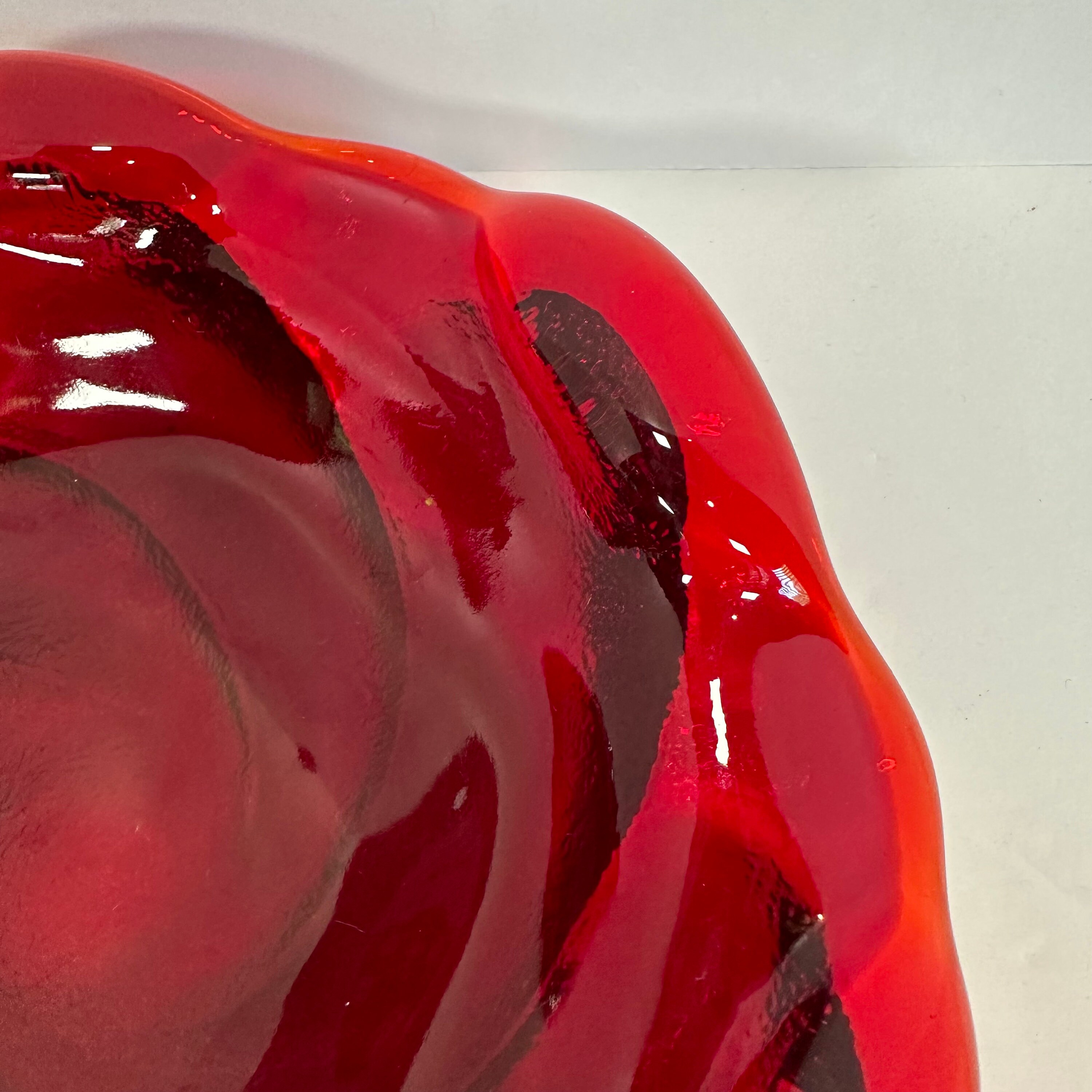 Vintage Fenton Red Ruby Glass Swirl, Trinket Dish or Ashtray 8.5" in ...