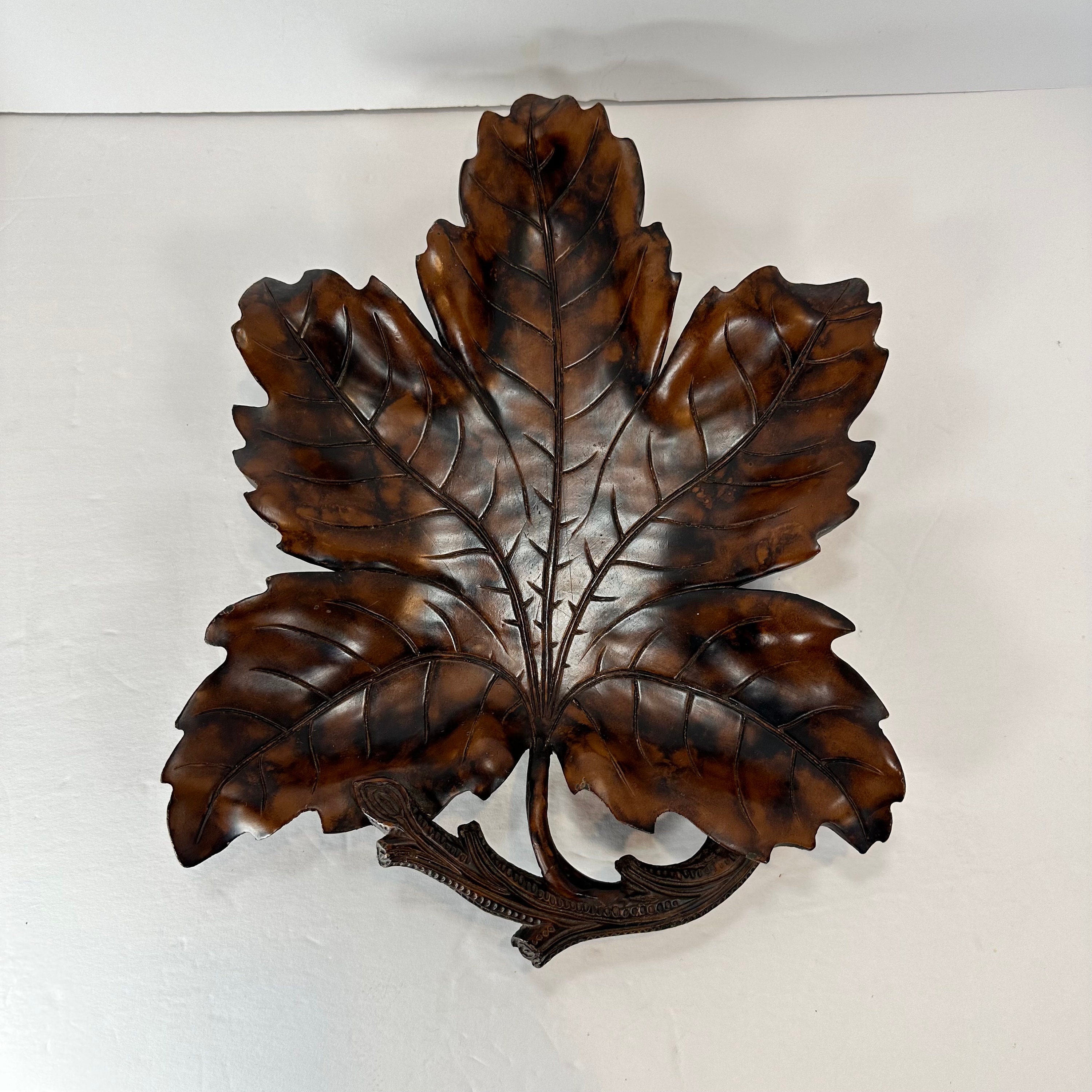 Vintage, Large Leaf Serving/display Tray, Leaf Resin, Burlwood ...