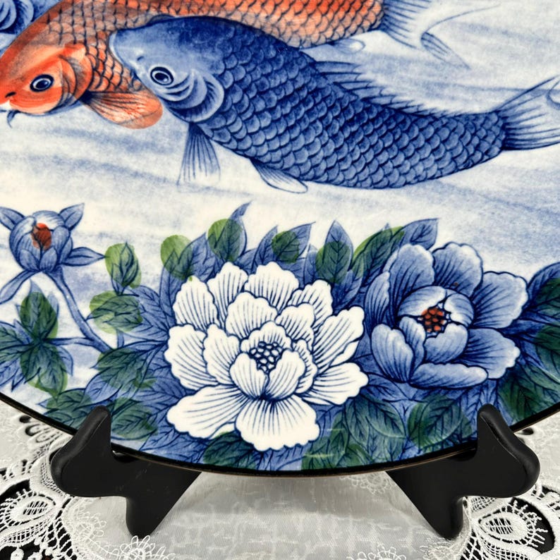 Vintage Japanese Koi Fish Platter/carp/lotus Flowers With Koi Fish ...